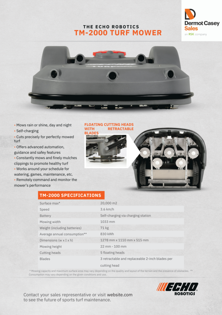 TM-2000 Echo Robotic mower (26000m²) from Dermot Casey Sales
